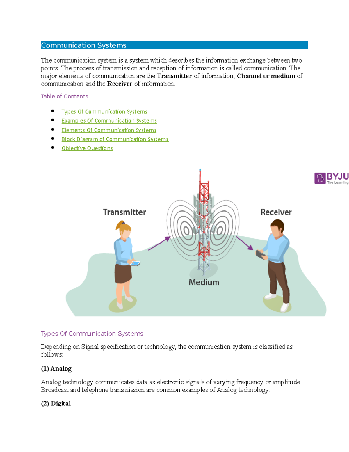 Communication Systems - The process of transmission and reception of ...