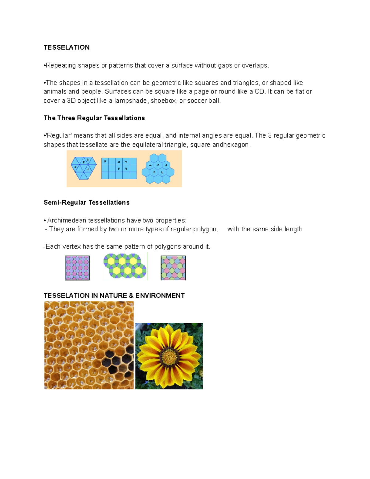 Tesselation - :3 helps you - TESSELATION •Repeating shapes or patterns ...