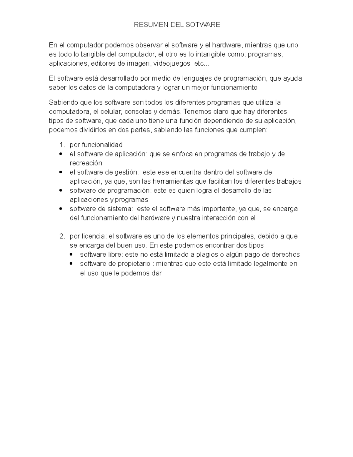Resumen del software - tutorial - RESUMEN DEL SOTWARE En el computador ...