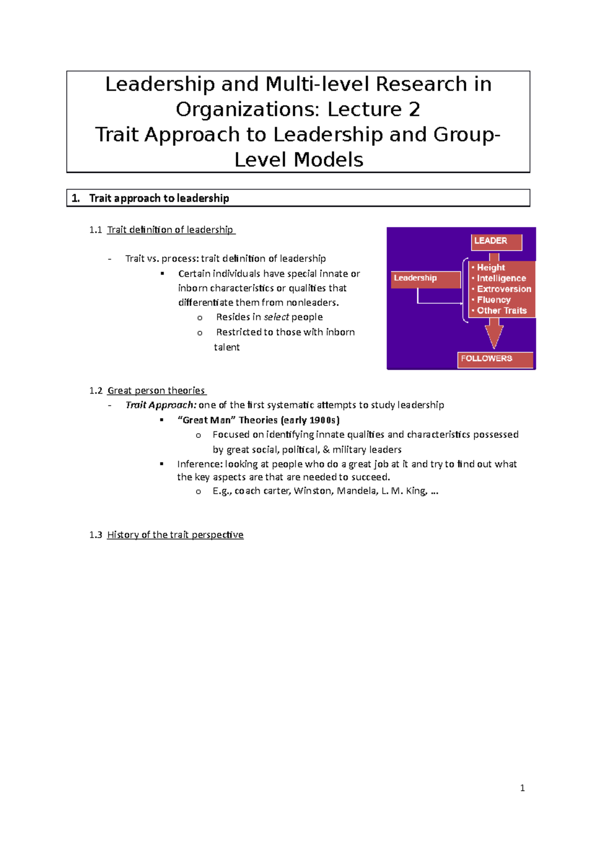 Leadership and Multi-level research in organizations lecture 2 ...