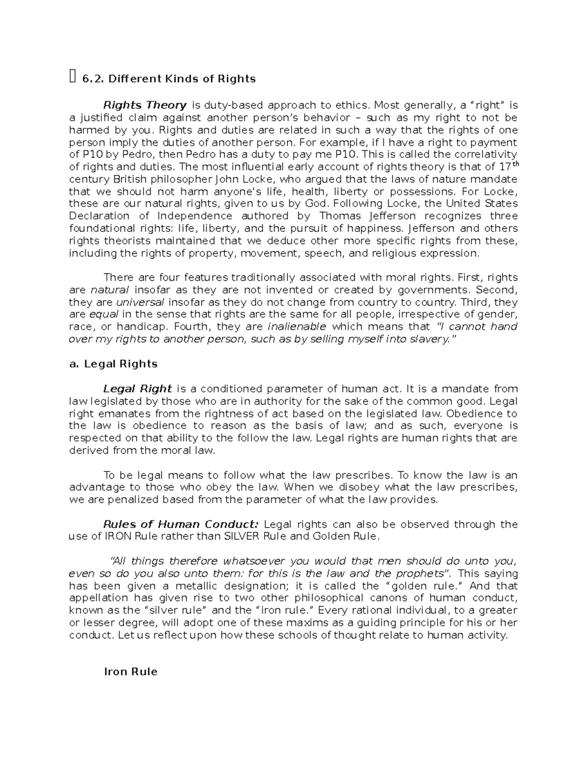 Different Kinds of Rights - 6. Different Kinds of Rights Rights Theory ...