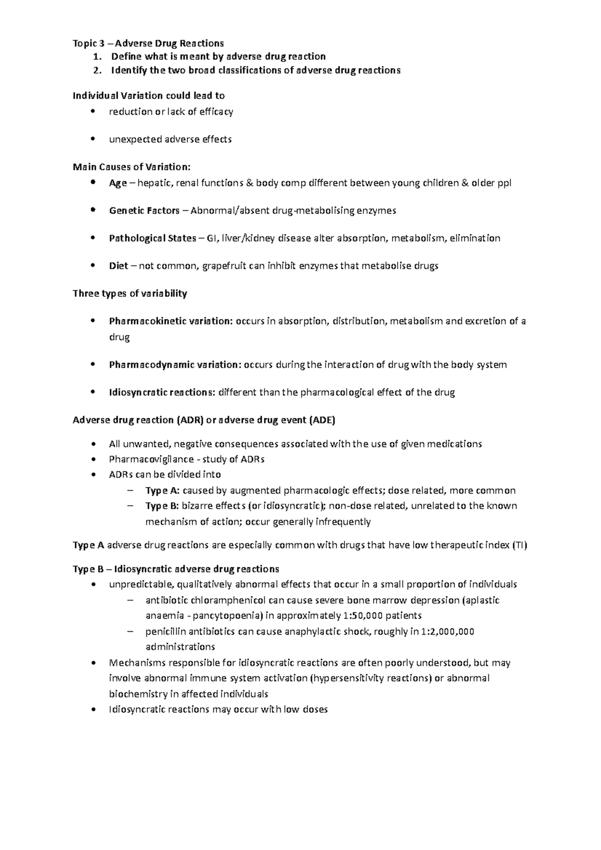 Topic 3 – Adverse Drug Reactions - Topic 3 – Adverse Drug Reactions 1 ...