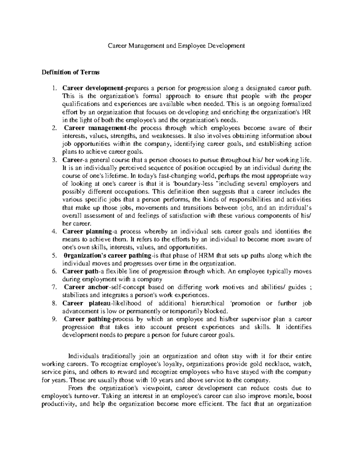 Chapter 9 Career Mgnt and Employee Development - Career Management and ...