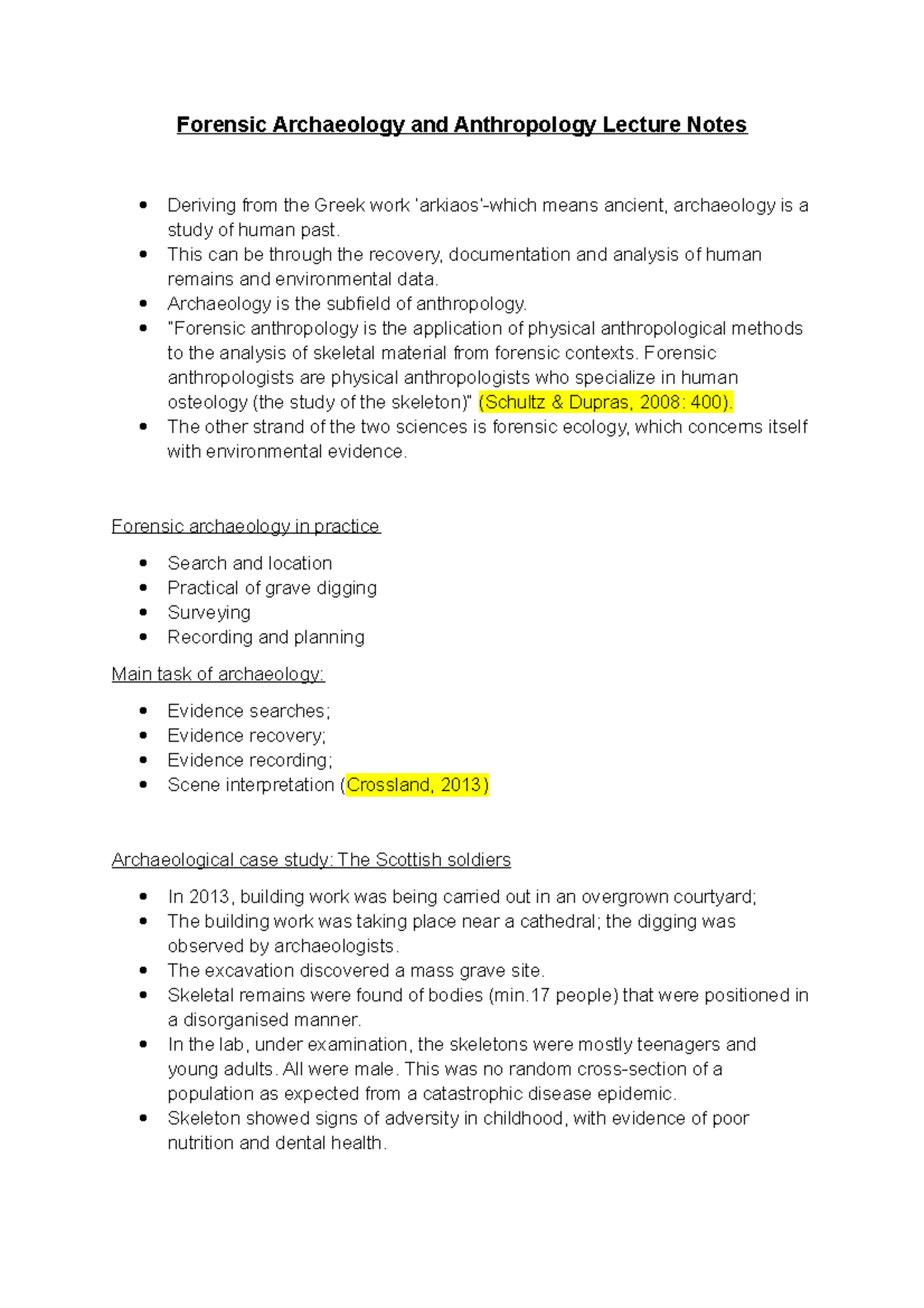 Forensic Archaeology and Anthropology Lecture Notes - This can be ...