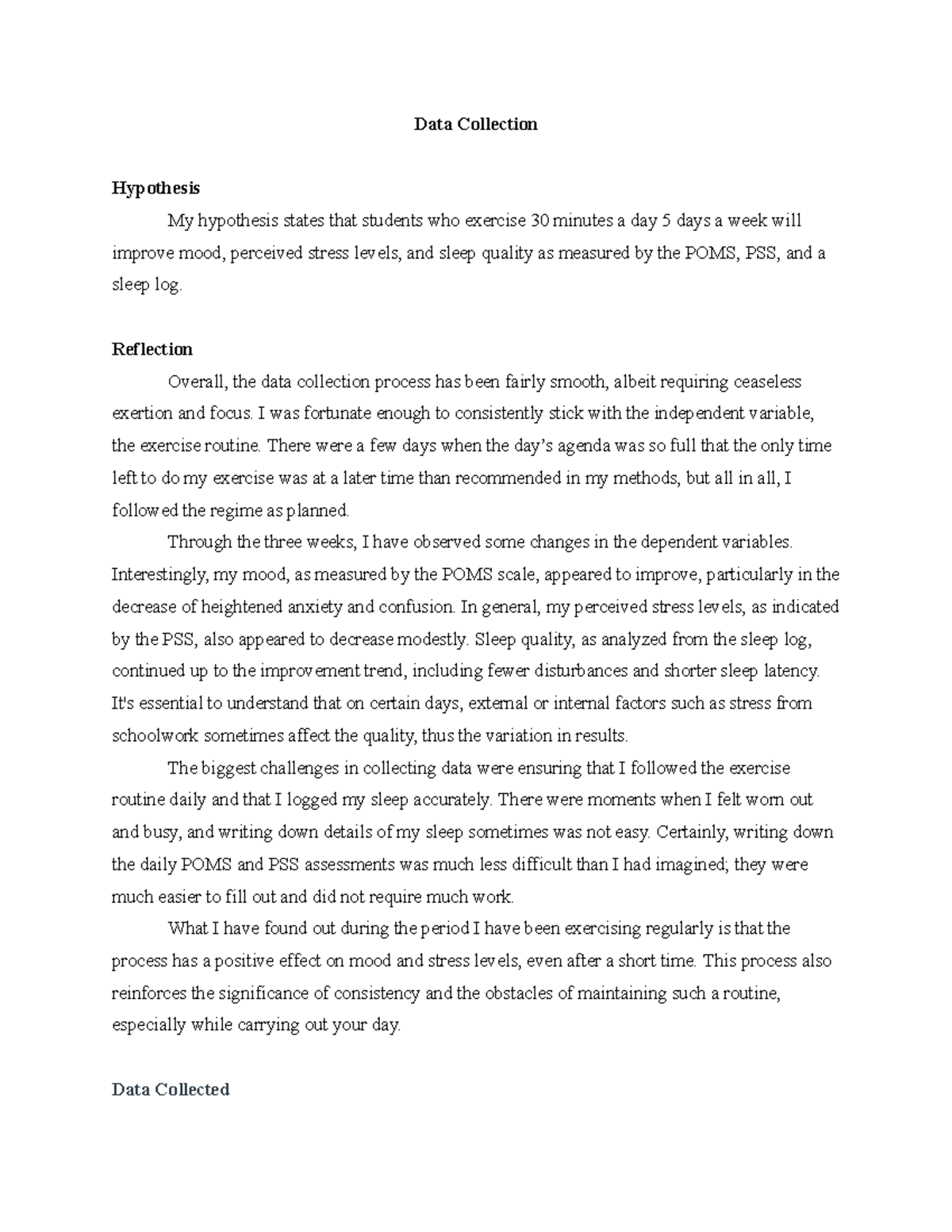 Data Collection - HW assignment - Data Collection Hypothesis My ...