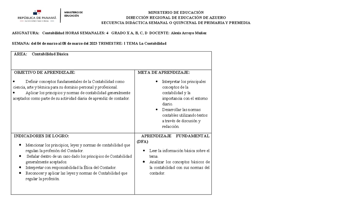 Planificacion Semanal - MINISTERIO DE EDUCACIÓN DIRECCIÓN REGIONAL DE ...