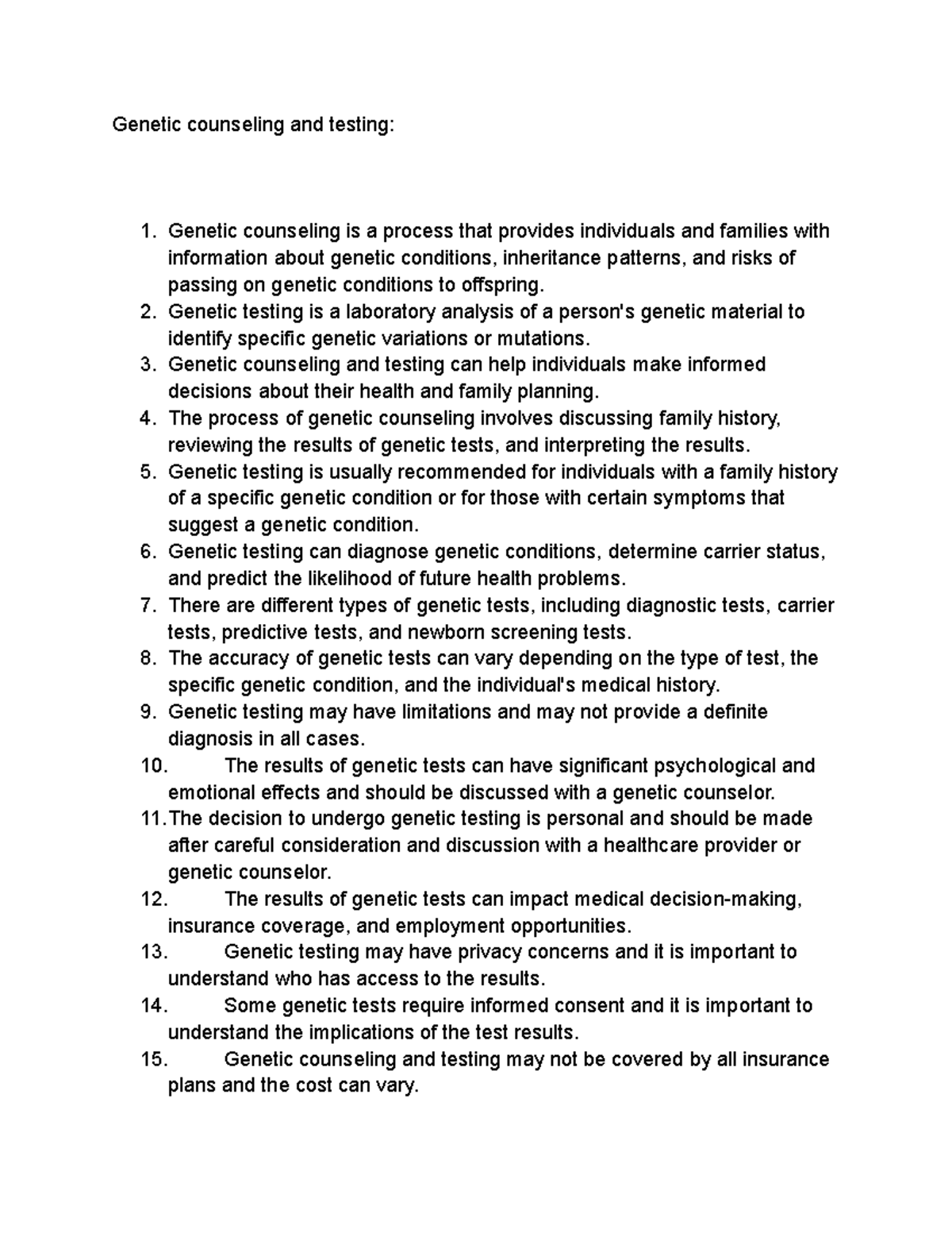 Genetic counseling and testing - Genetic counseling and testing ...