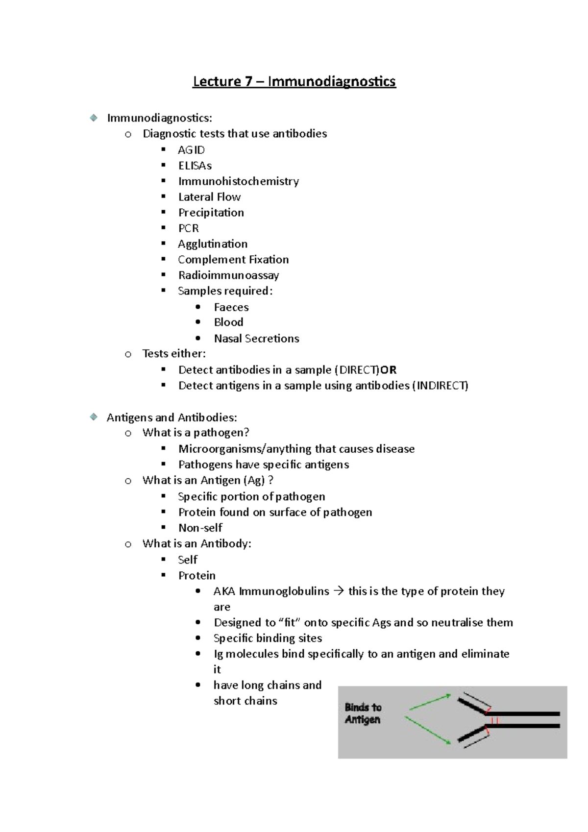 Lecture 7 – Immunodiagnostics - Lecture 7 – Immunodiagnostics ...