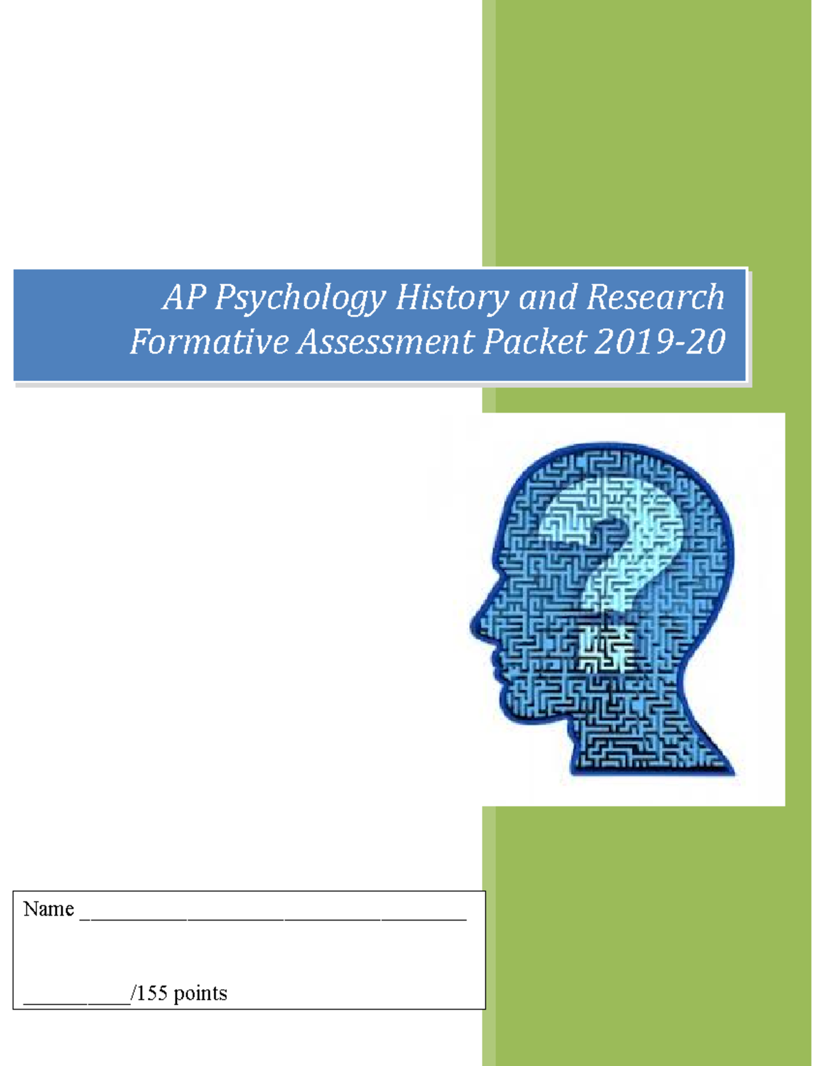 History and Research Formative Assessment Packet 2019-20 - AP ...