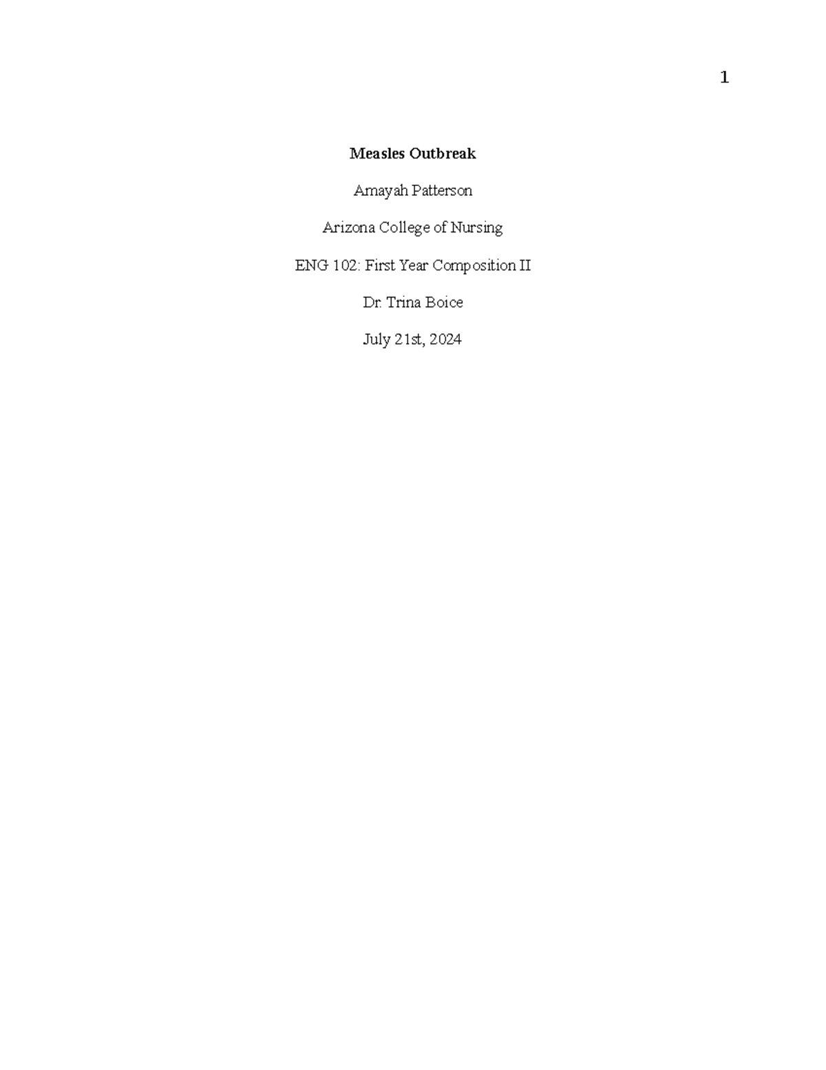 Measles Outbreak Final - Measles Outbreak Amayah Patterson Arizona ...