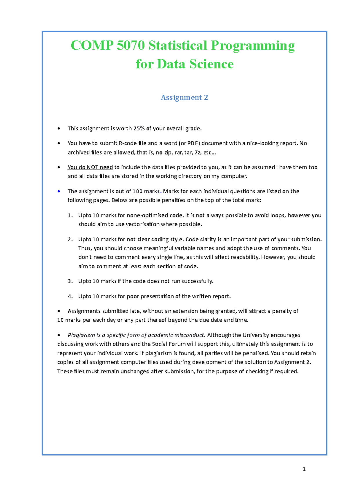 COMP5070 Assignment 2 SP5 2022 - COMP 5070 Statistical Programming for Data Science Assignment 2 ...