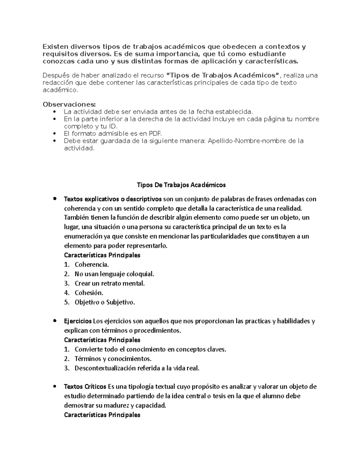 Unidad 2. Actividad 1. Tipos de Trabajos Académicos - Existen diversos tipos de trabajos ...