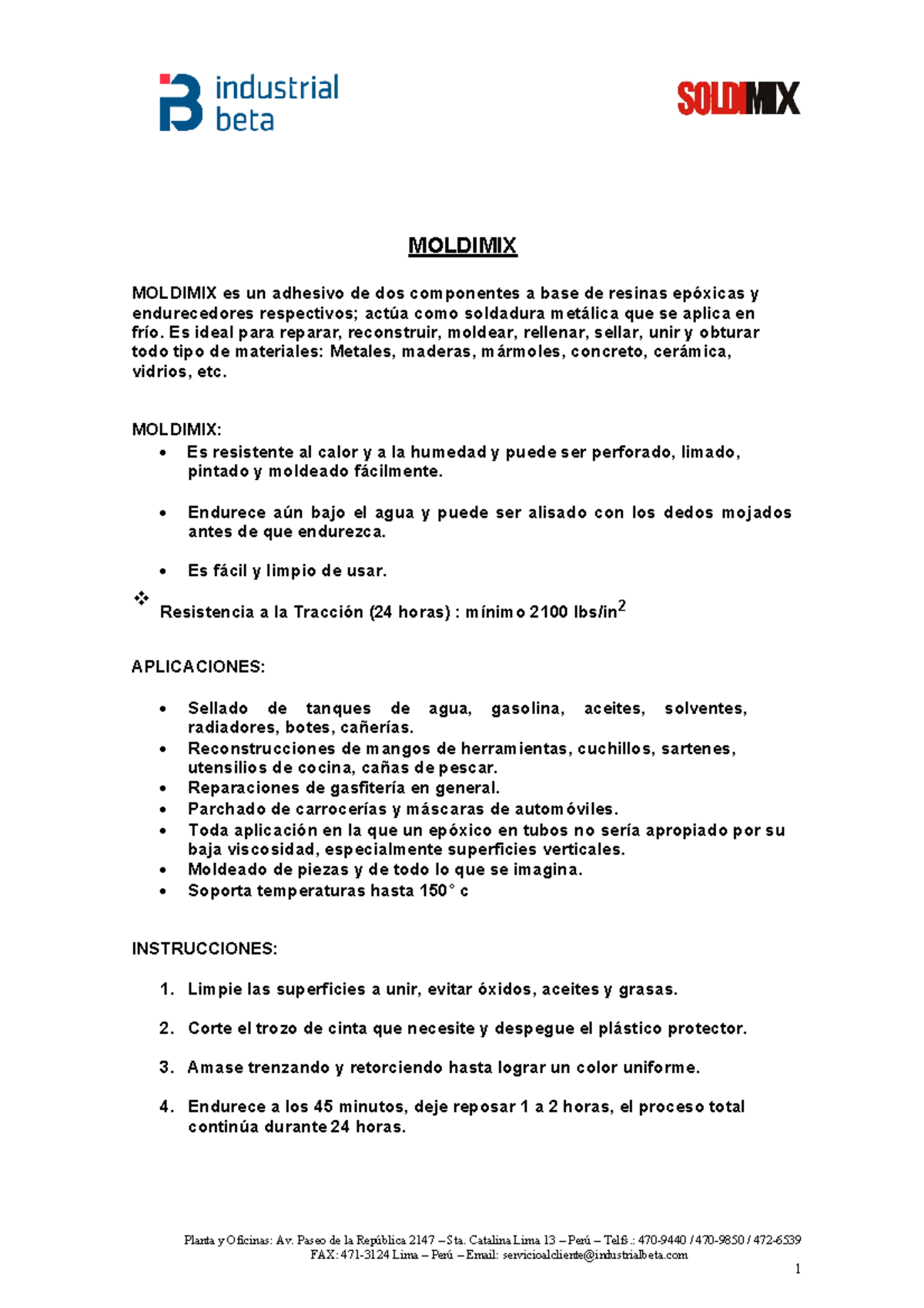 HOJA- Tecnica- Moldimix - MOLDIMIX MOLDIMIX es un adhesivo de dos ...