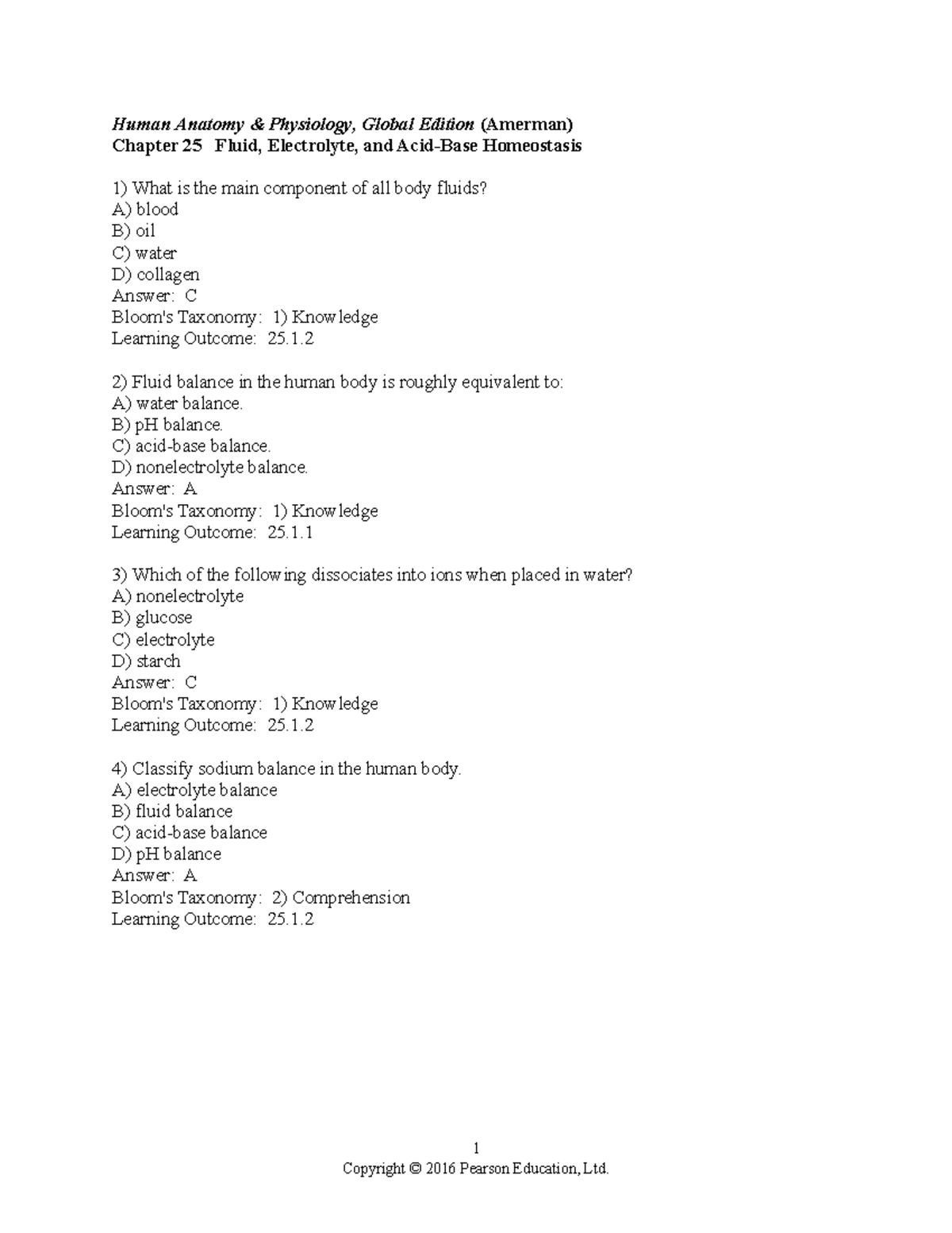 Chapter 25 test bank Amerman textbook - Human Anatomy & Physiology ...