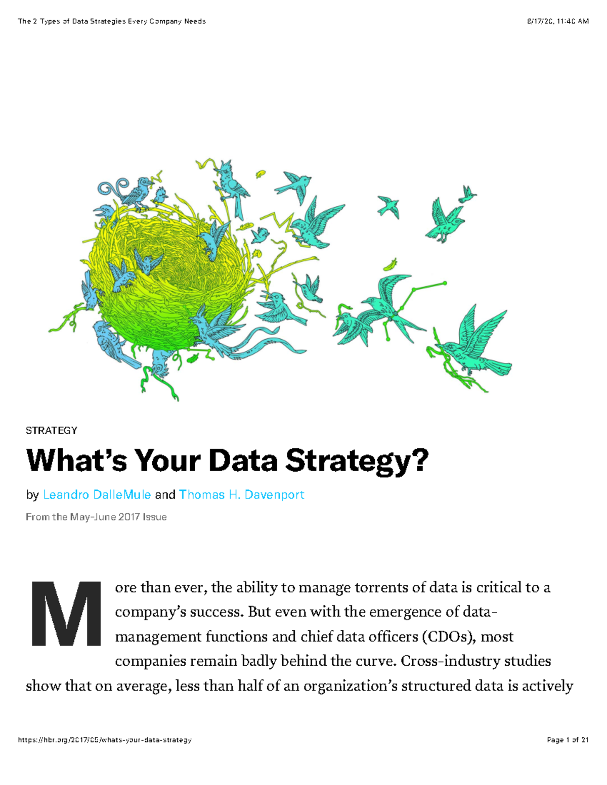 Davenport What Is Your Data Strategy - STRATEGY What’s Your Data ...