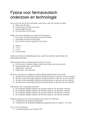 Werkblad 4 Oplossingen - Fysica voor farmaceutisch onderzoek en ...