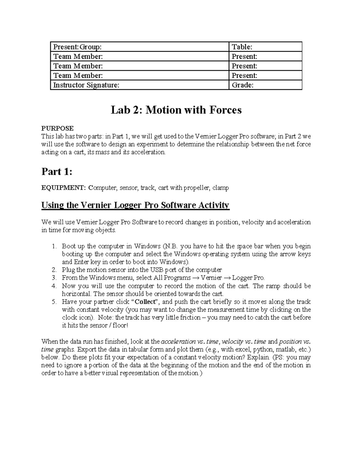 Lab2write Up motion With Forces phys11 - Present:Group: Table: Team ...