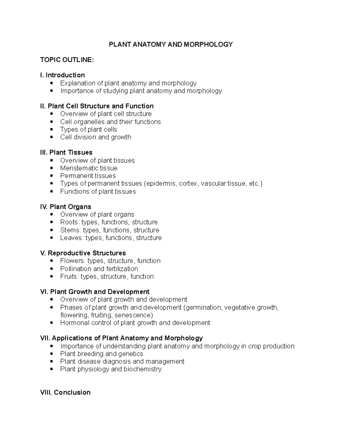 1. Plant Anatomy AND Morphology - PLANT ANATOMY AND MORPHOLOGY TOPIC ...