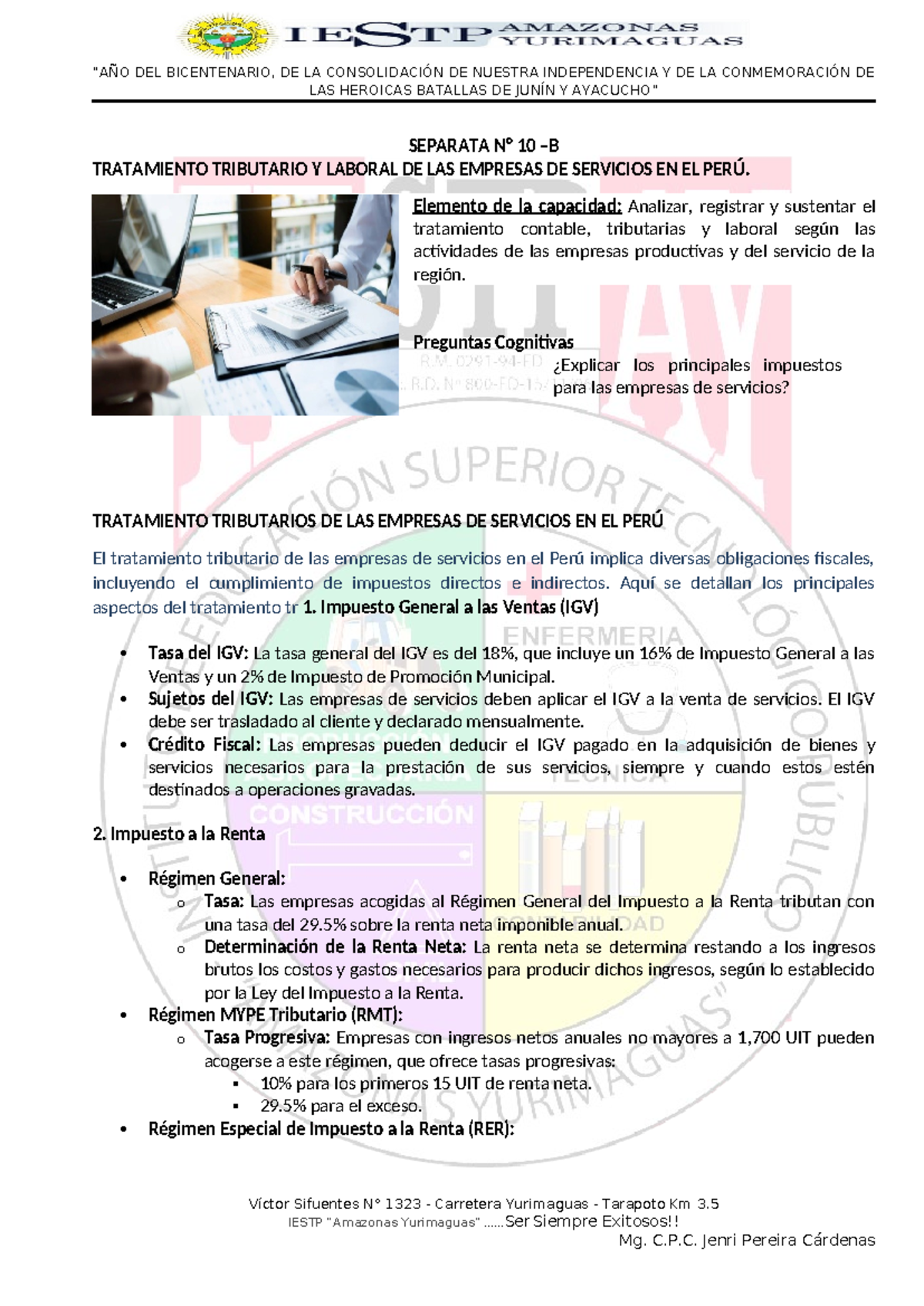 Separata N° 10 -b Tratamiento Tributario Y Laboral - LAS HEROICAS BATALLAS DE JUNÍN Y AYACUCHO ...