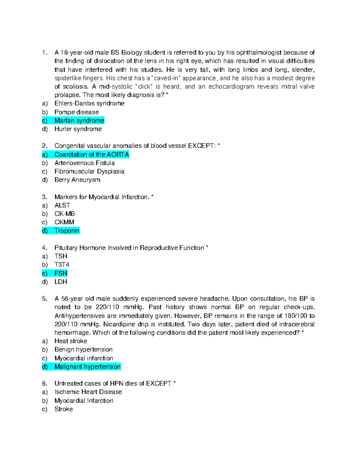 Medical of Advanced heart failure and transplant cardiology exam part 2 ...