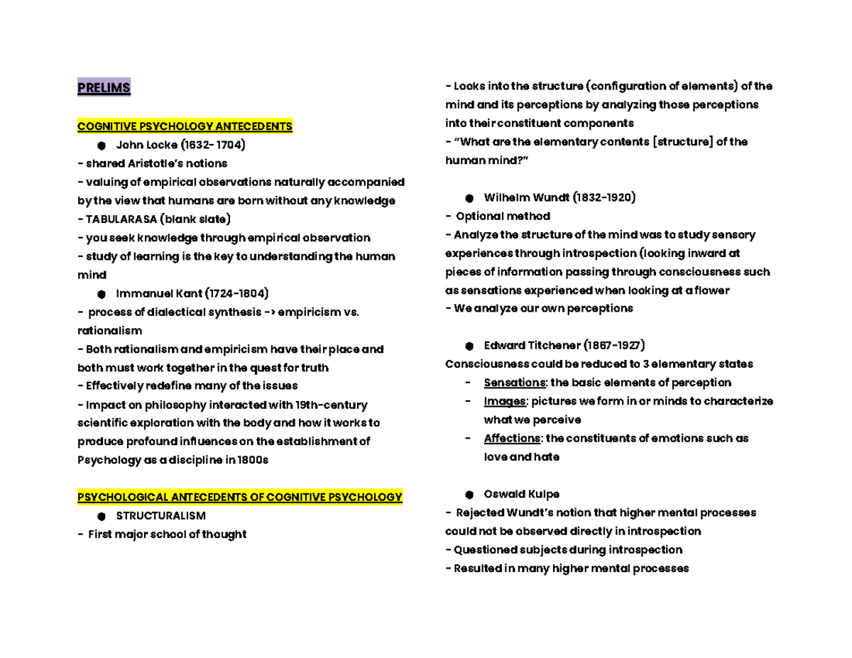 (Shared) Cognitive Psych (Exams) Reviewer - PRELIMS COGNITIVE ...