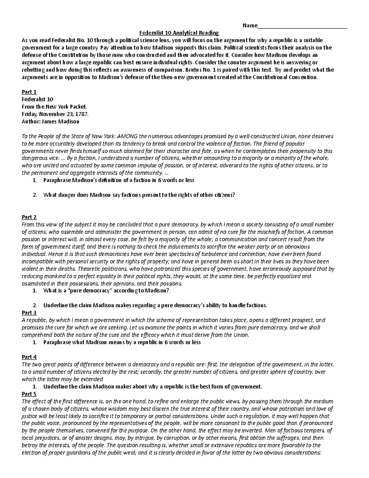 Federalist-10-Brutus-1-Analytical-Reading 12th grade AP class 2021-2022 ...
