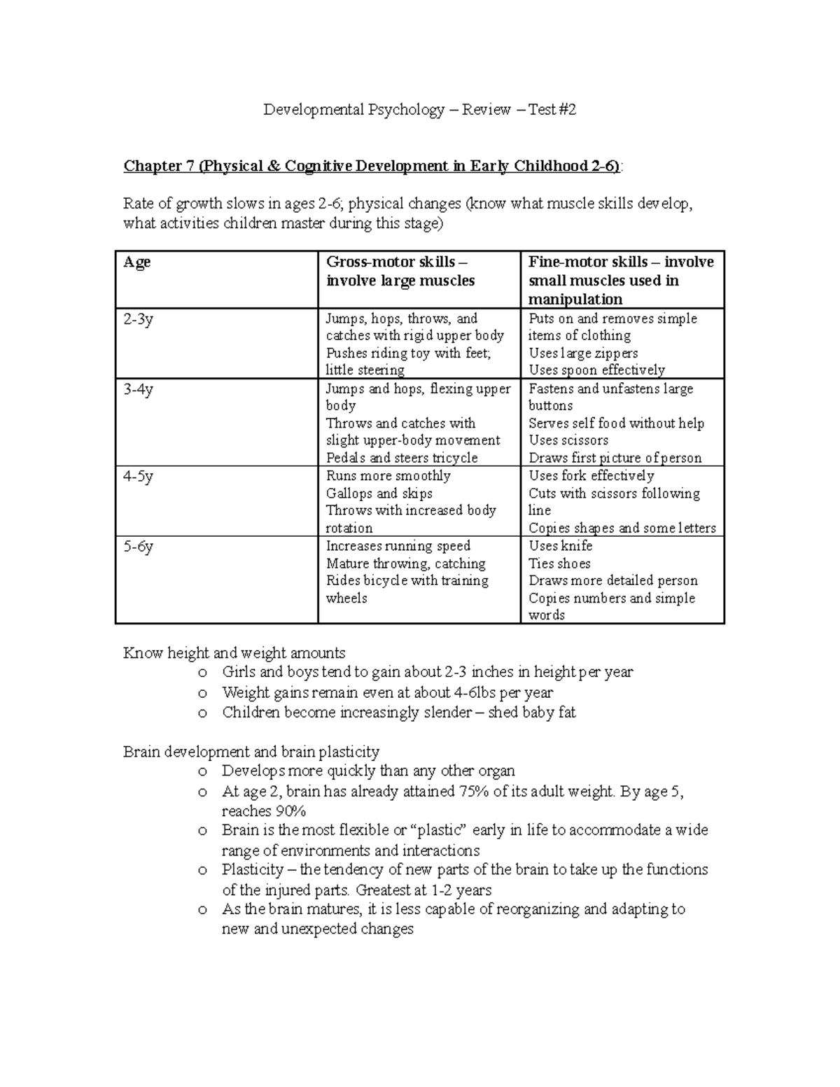 Developmental Psychology Review Test Chapter 7-8 - Studocu