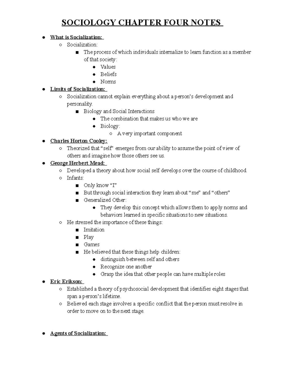Sociology Chapter FOUR Notes - SOCIOLOGY CHAPTER FOUR NOTES What is ...