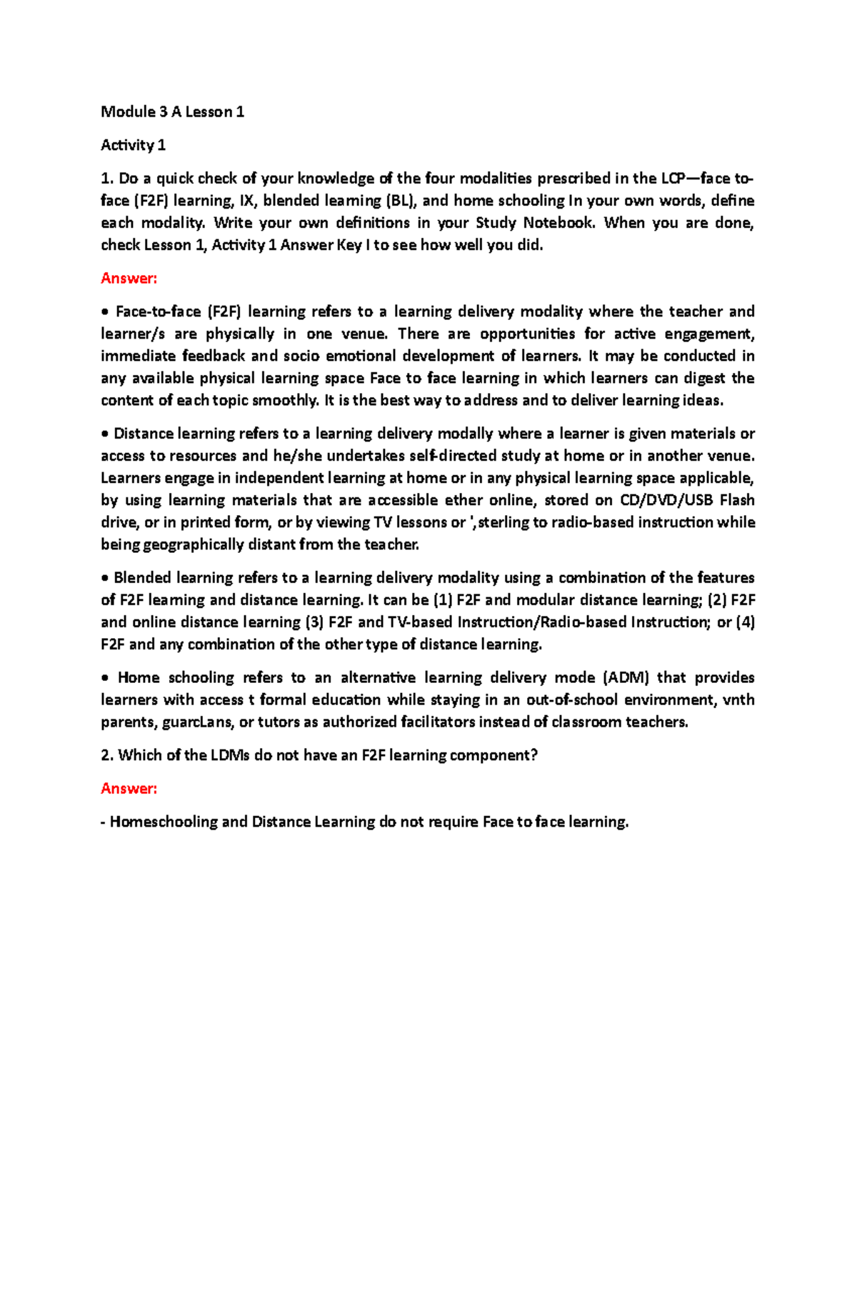 LDM2-Module-3A-with-answers - Module 3 A Lesson 1 Activity 1 Do a quick ...