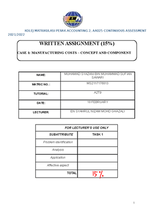 Assignment Akaun Case 2 - from journal to ledger to accounting equation ...