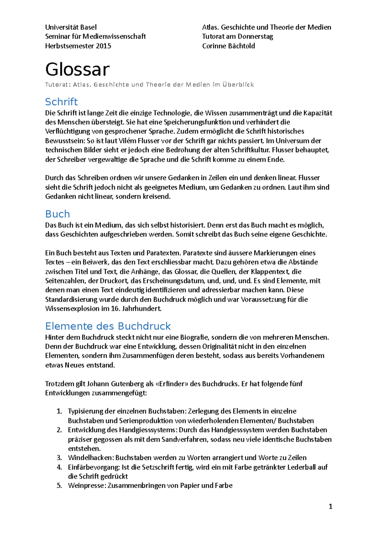 Glossar Begriffe - Universität Basel Seminar für Medienwissenschaft ...