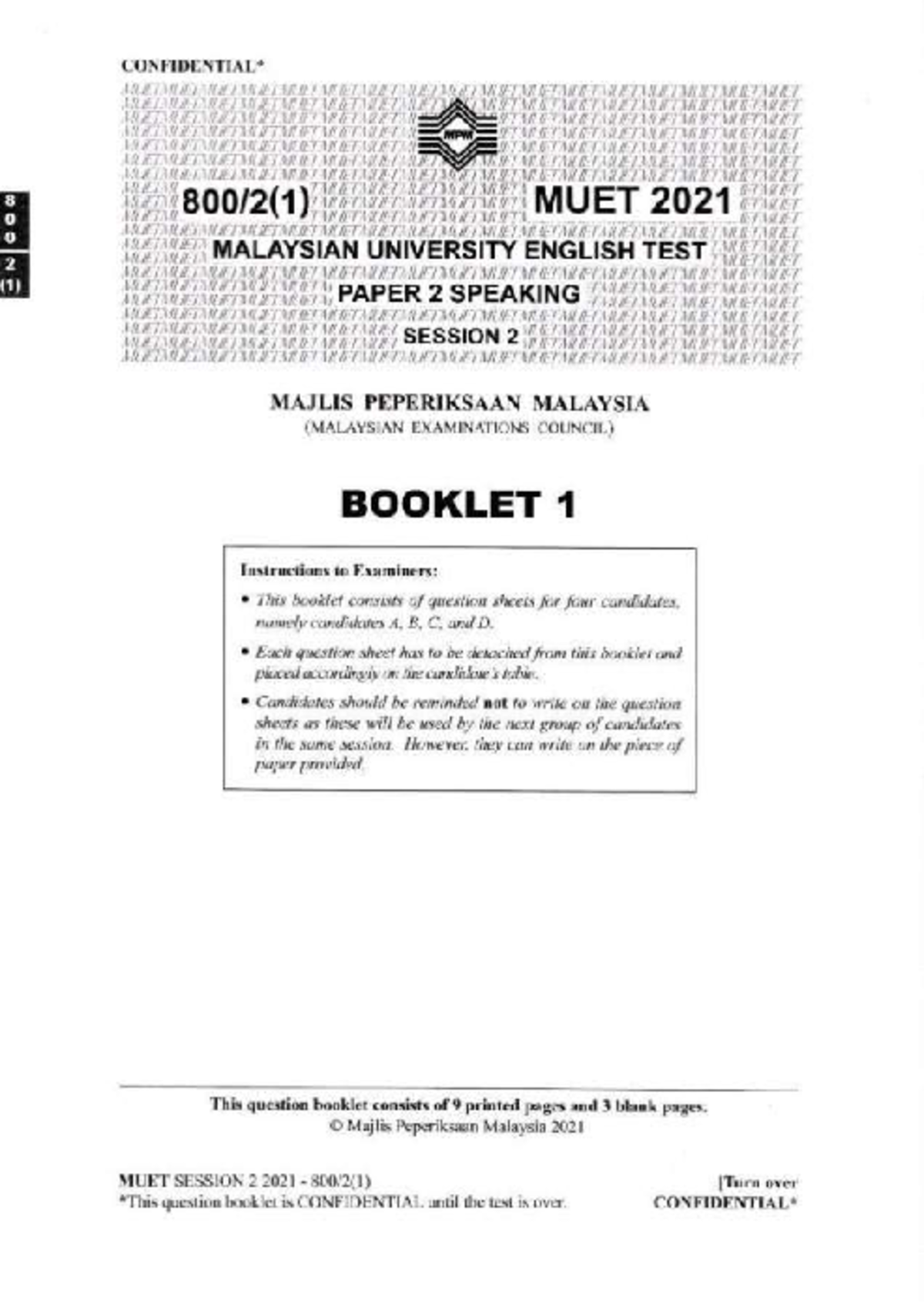 MUET Speaking QUESTION S2 2021 B1-12 - Communicative Skills For ...