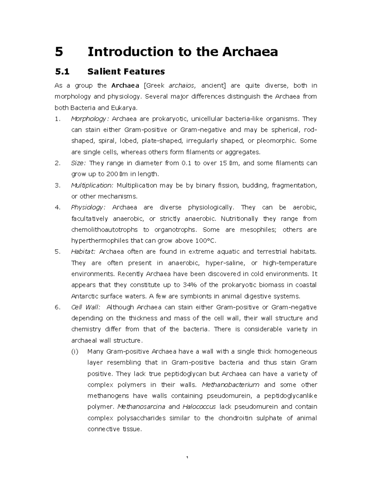 5-Archaea - Details of Archaea - 5 Introduction to the Archaea 5 ...