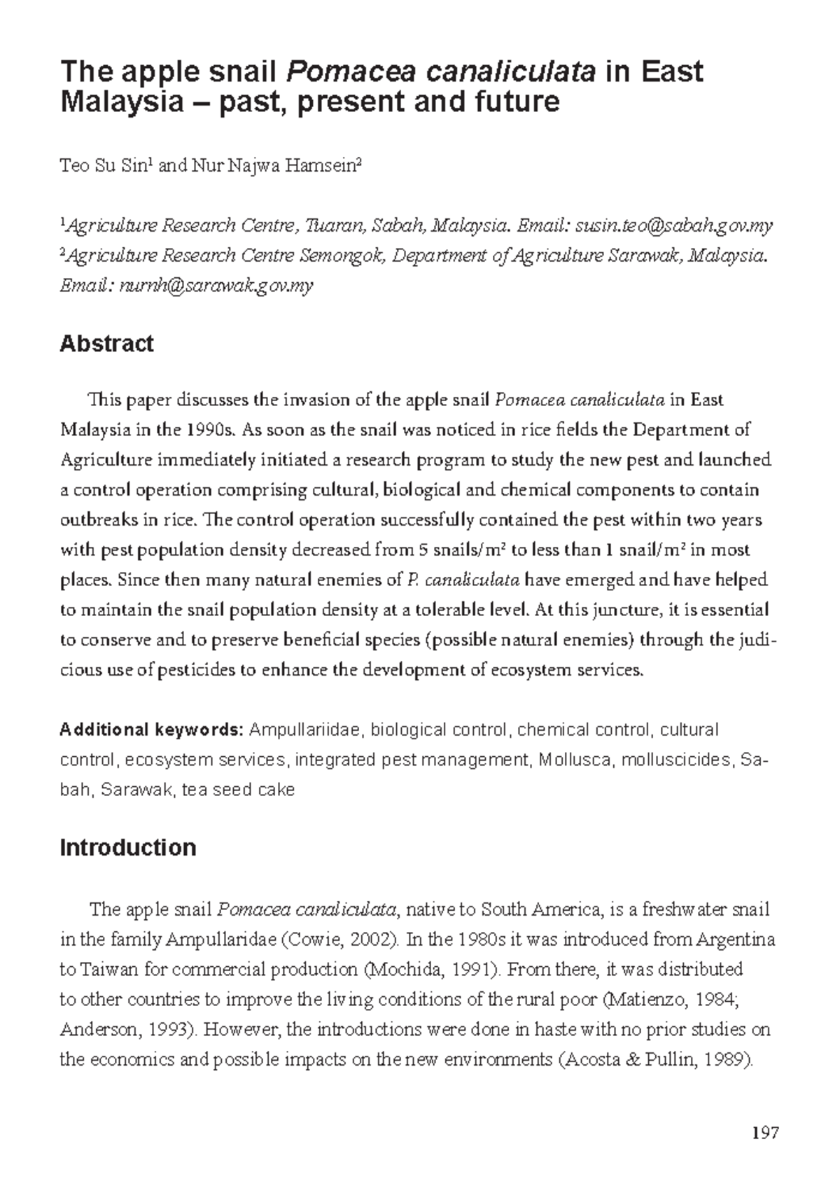 Journal - Invasive Apple Snails Book 2017 Case Study - 197 The apple ...
