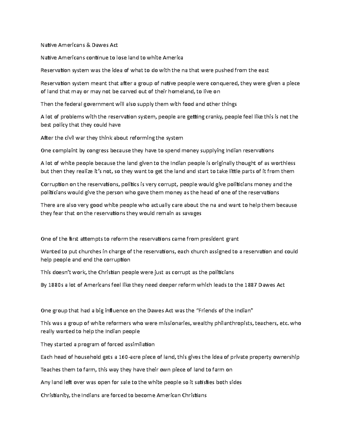 Native Americans - Notes for Professor Brady - Native Americans & Dawes ...