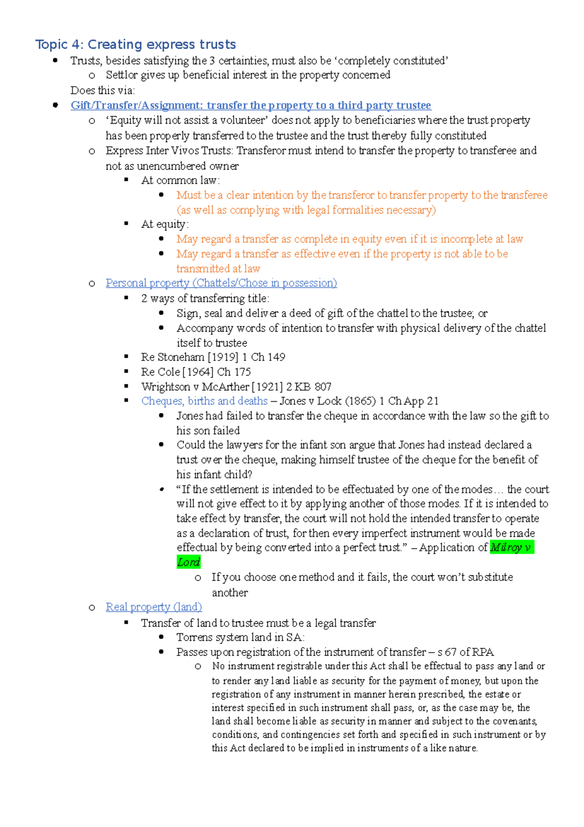 Topic 4 Notes - Creating Express Trusts - Topic 4: Creating express ...