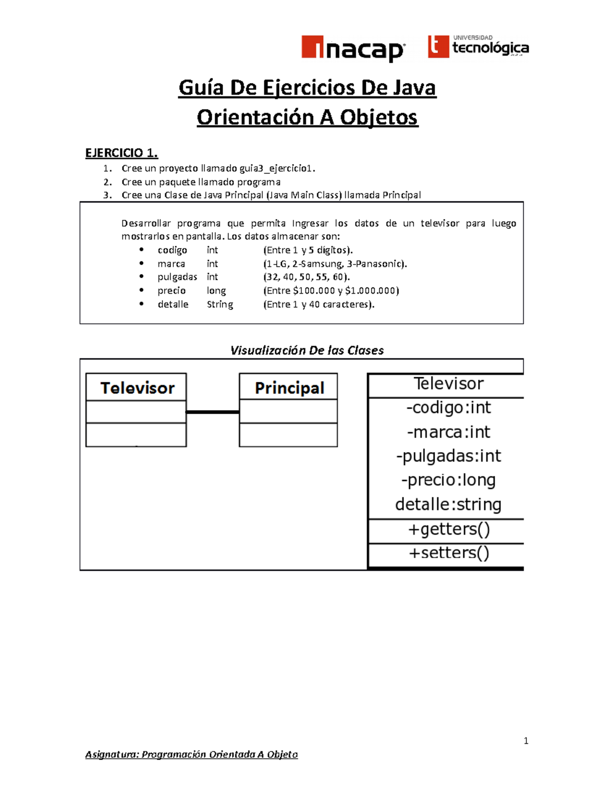 Clase 05 POO Guia Ejercicios - Guía De Ejercicios De Java Orientación A ...