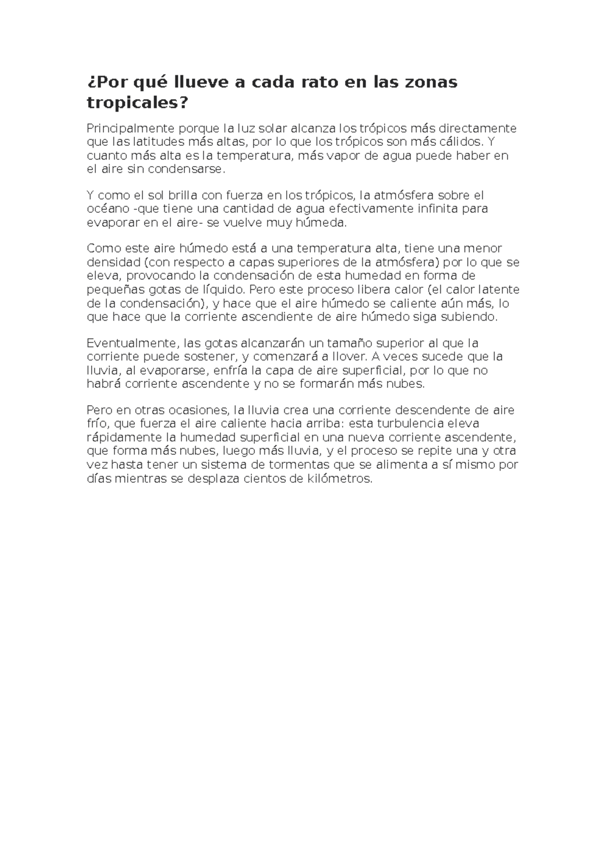 Por qué llueve a cada rato en las zonas tropicales - ¿Por qué llueve a ...