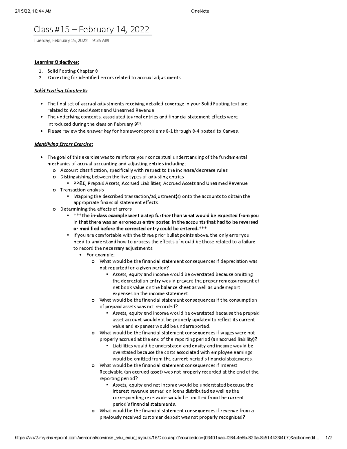 February 14, 2022 - Class Notes - 2/15/22, 10:44 AM OneNote - Studocu