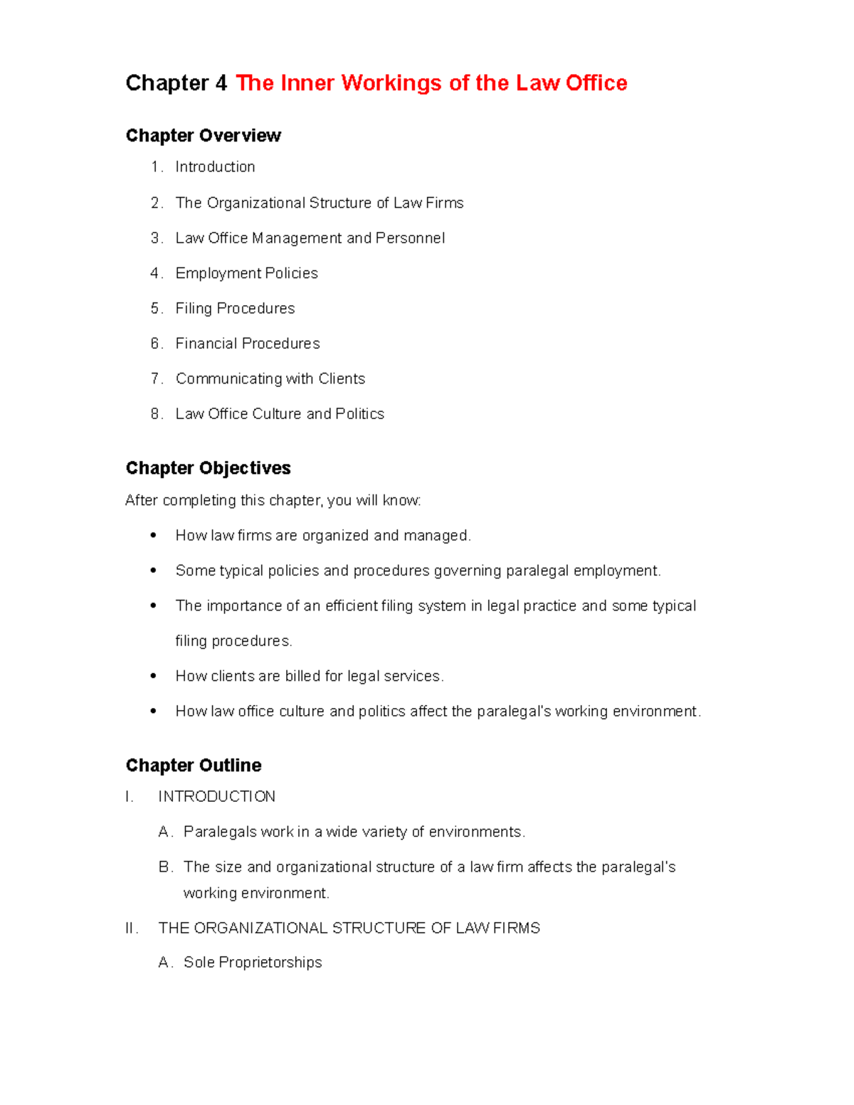 Ch04 The Inner Workings of the Law Office - Chapter 4 The Inner Workings of the Law Office ...