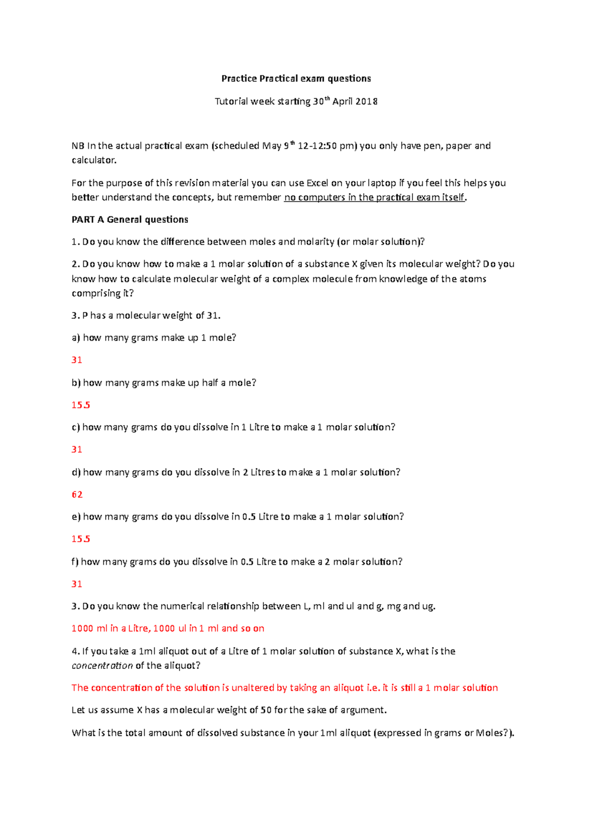Exam 1 2017, questions and answers - Practice Practical exam questions ...