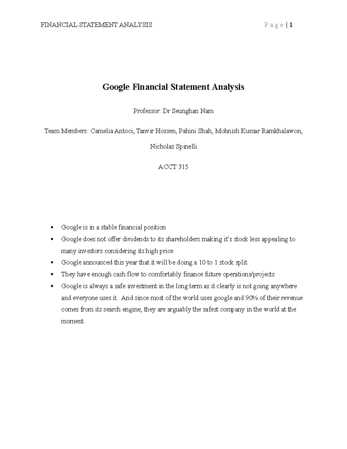 Google Financial Statement Analysis - Google Financial Statement ...