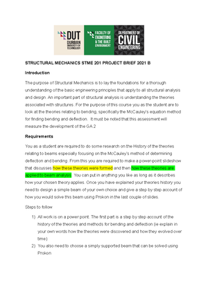 Student two pin arch - Practical for two pinned arch - STRA201 - DUT ...