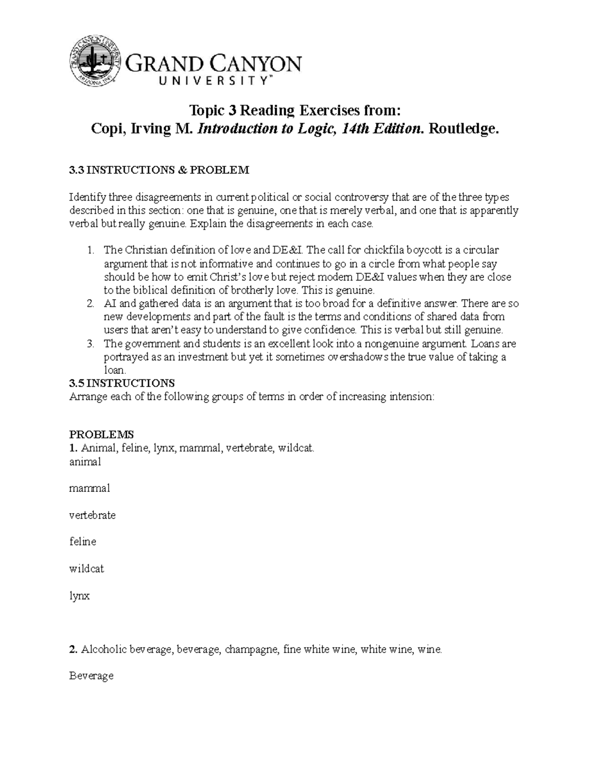 COM-362 T3 - reading assignments - Topic 3 Reading Exercises from: Copi ...