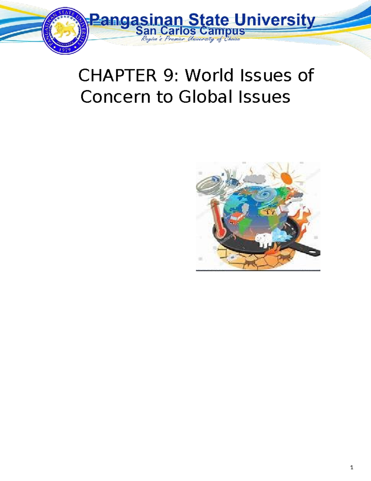 Global Project - scdvfh - CHAPTER 9: World Issues of Concern to Global ...