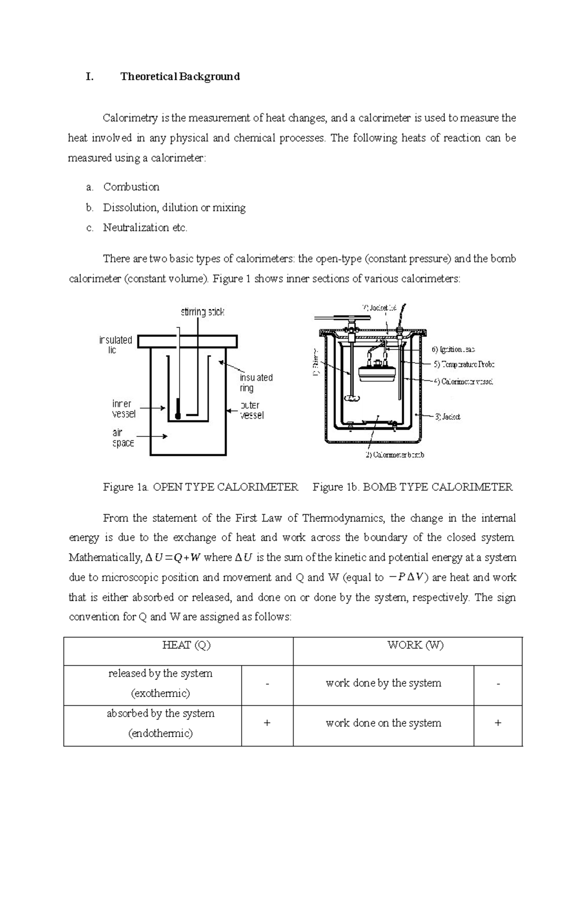 PCL1-Experiment-6 - calorimetry experiment - I. Theoretical Background ...