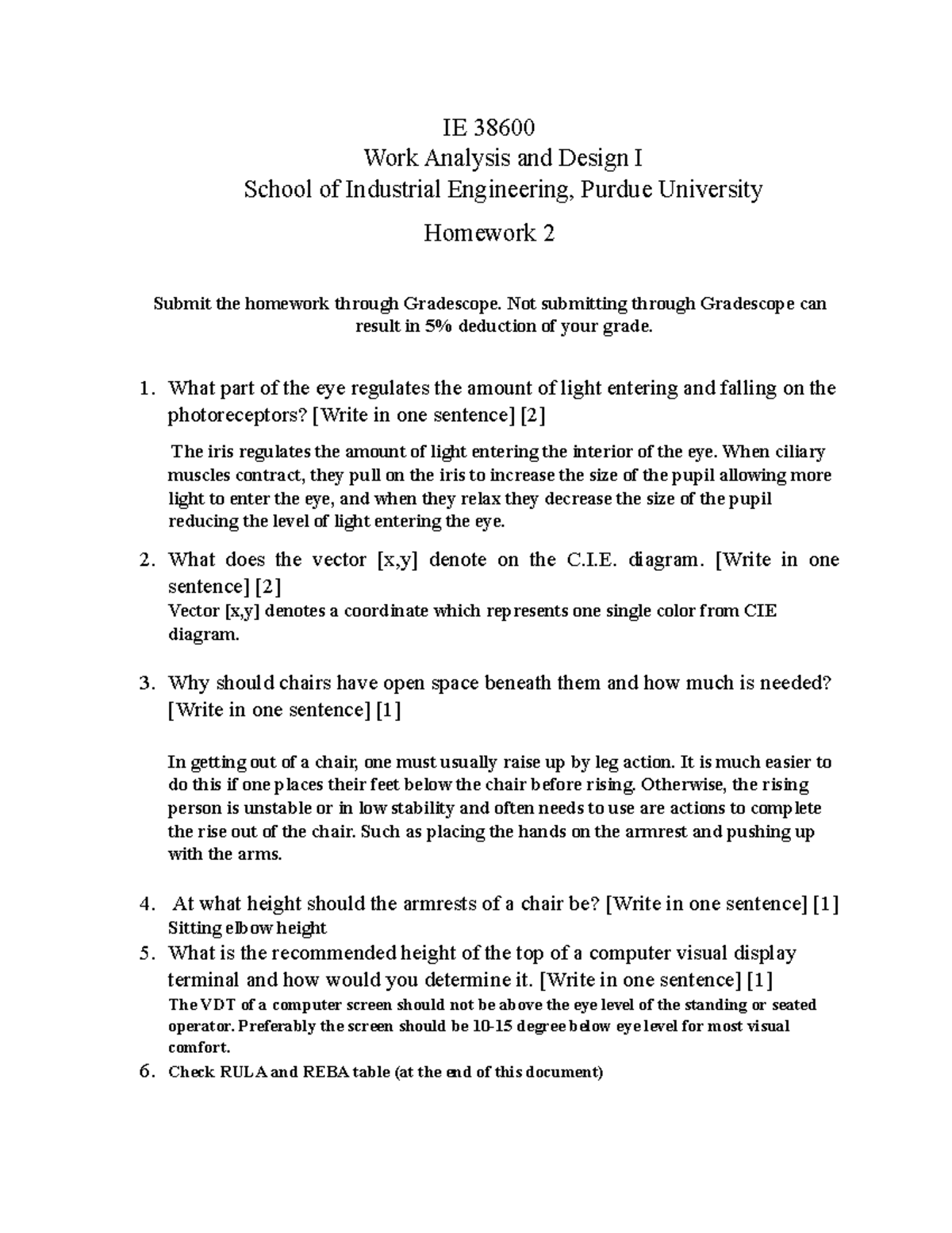 IE 386 Homework 2 Solution - IE 38600 Work Analysis and Design I School ...