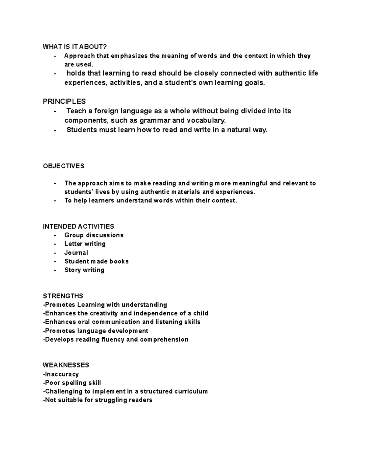 Whole- Language- Approach - WHAT IS IT ABOUT? - Approach that ...