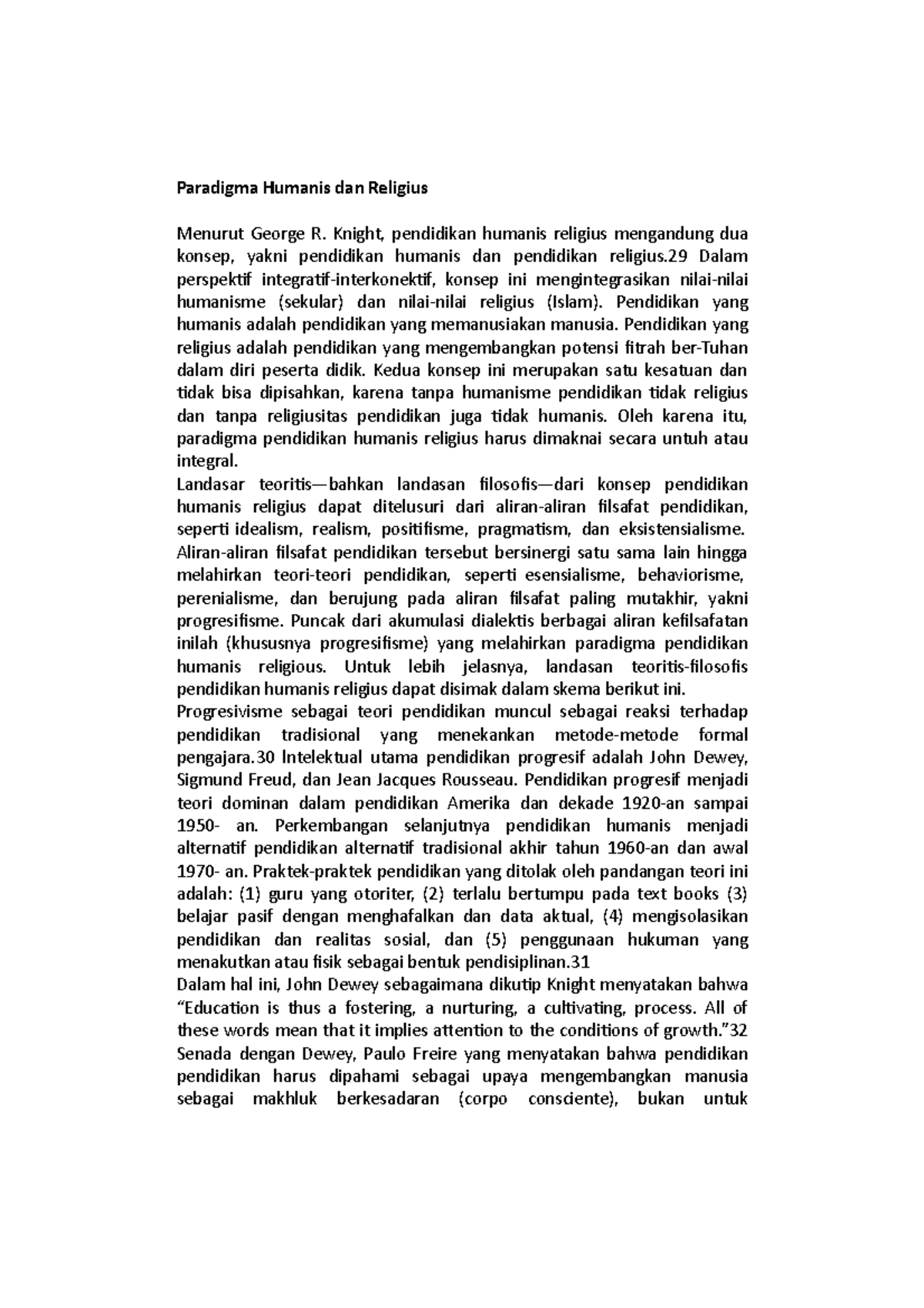 Paradigma Humanis dan Religius - Paradigma Humanis dan Religius Menurut George R. Knight ...