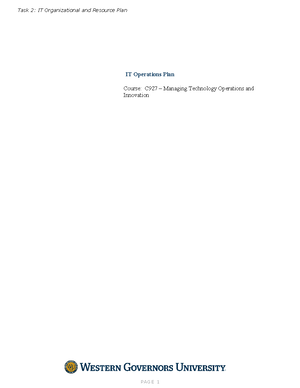 IT Operations Plan Template - IT Operations Plan Course: C Student Name ...